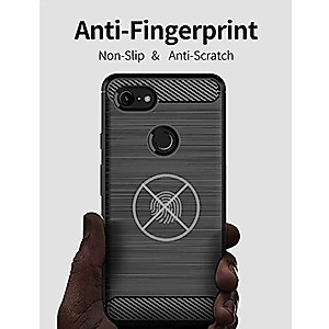 for Google Pixel 3 Case,Slim Thin Soft Skin Flexible TPU Rubber Gel Shock Absorption Anti-Scratch Lightweight Carbon Fiber Protective Cases Cover for Google Pixel 3 (Brushed Black)