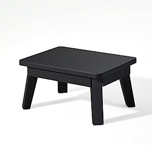 HOUCHICS Wooden Step Stool,One Step Stool for Adult Kids,Wood Bedside Step Stool for Kitchen,Bathroom,Bedroom(Black)