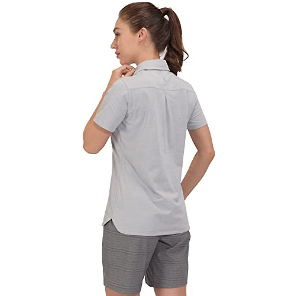Little Donkey Andy Women's Quick Dry Lightweight Golf Polo Shirt Short Sleeve Moisture Wicking Tees Light Gray M