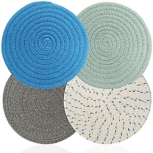 4 Pcs Cotton Thread Weave Hot Pot Holders, AIFUDA Multi-use Hot Mats Non-Slip Stylish Coasters Insulation Hot Pads Trivet for Cooking and Baking