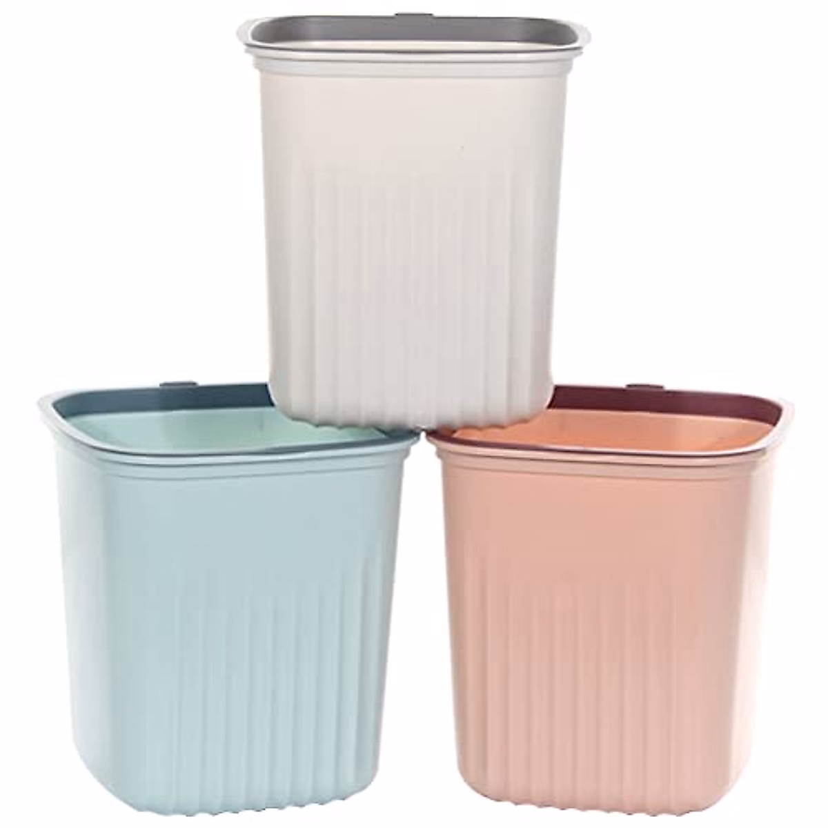 Zerodeko Bathroom Trash 3Pcs Small Trash Can Plastic Waste Basket Garbage Container Bin Recycling Bin Rubbish Bucket Food Scrap Container Compost Bin Pail for Bedroom Bathroom Kitchen Office Trashcan