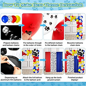 SmoothNovelty 57 Pcs Dog Paw Party Decorations, Paw Backdrop Curtains 50 Paw Theme Balloons with Accessories for Farm Animal Paw Theme Birthday Party Photo Supplies (Red Blue Series)