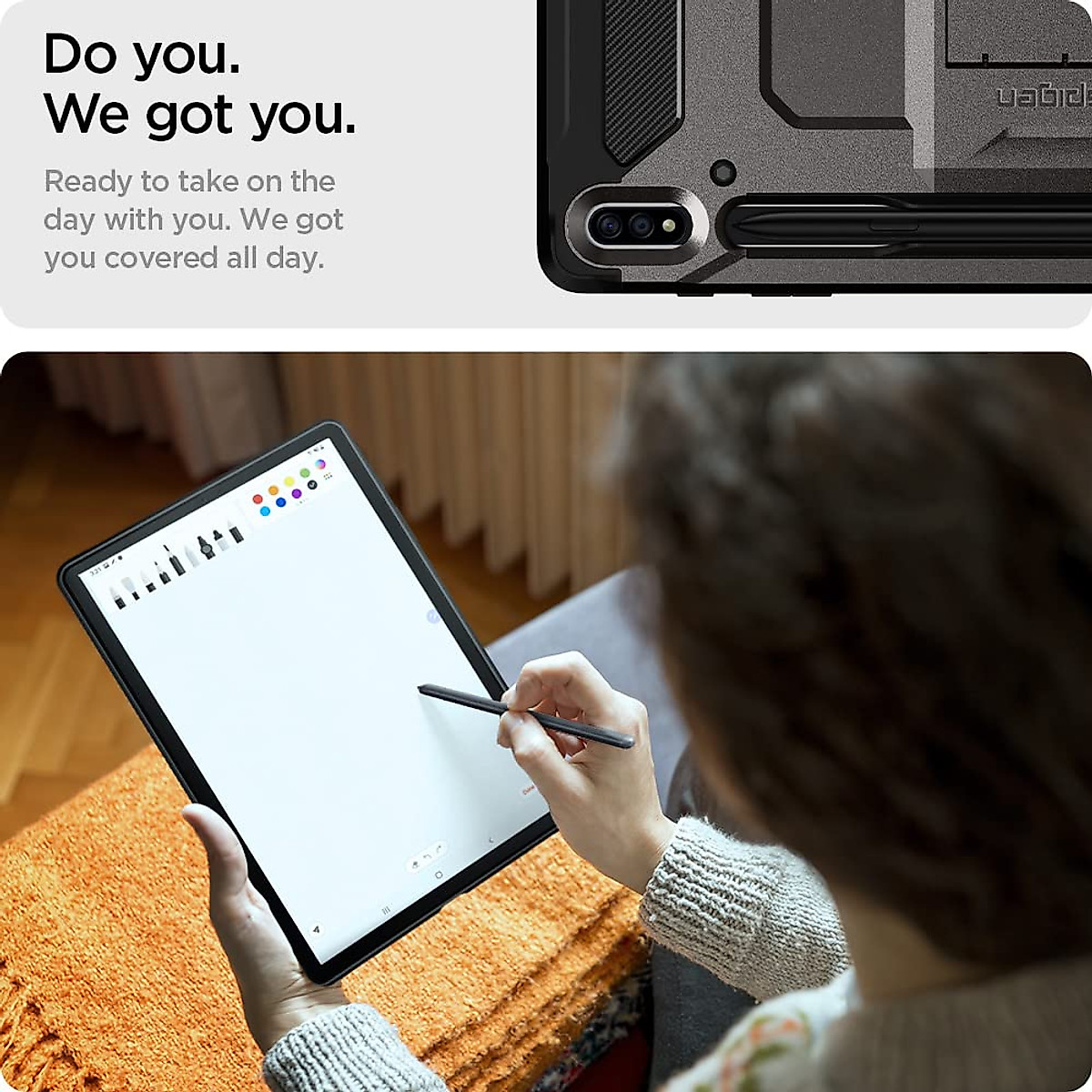 Spigen Tough Armor Pro Designed for Galaxy Tab S8 Plus Case (2022) / Galaxy Tab S7 Plus Case (2020) with S Pen Holder - Gunmetal