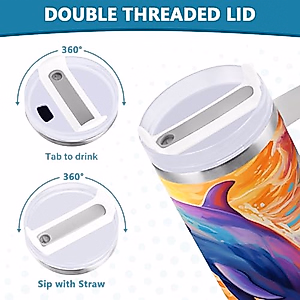 40 oz Sea Dolphins Insulated Tumbler with Handle, Stainless Steel Vacuum Water Bottles with Lid and Straw for Water, Iced Tea or Coffee