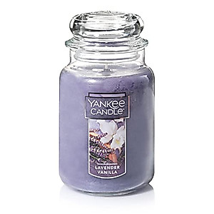 Yankee Candle Lavender Vanilla Scented, Classic 22oz Large Jar Single Wick Candle, Over 110 Hours of Burn Time