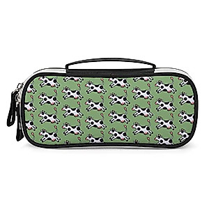 Cartoon Cow Pattern PU Leather Pen Pencil Bag Organizer Portable Makeup Carry Case Storage Handbag