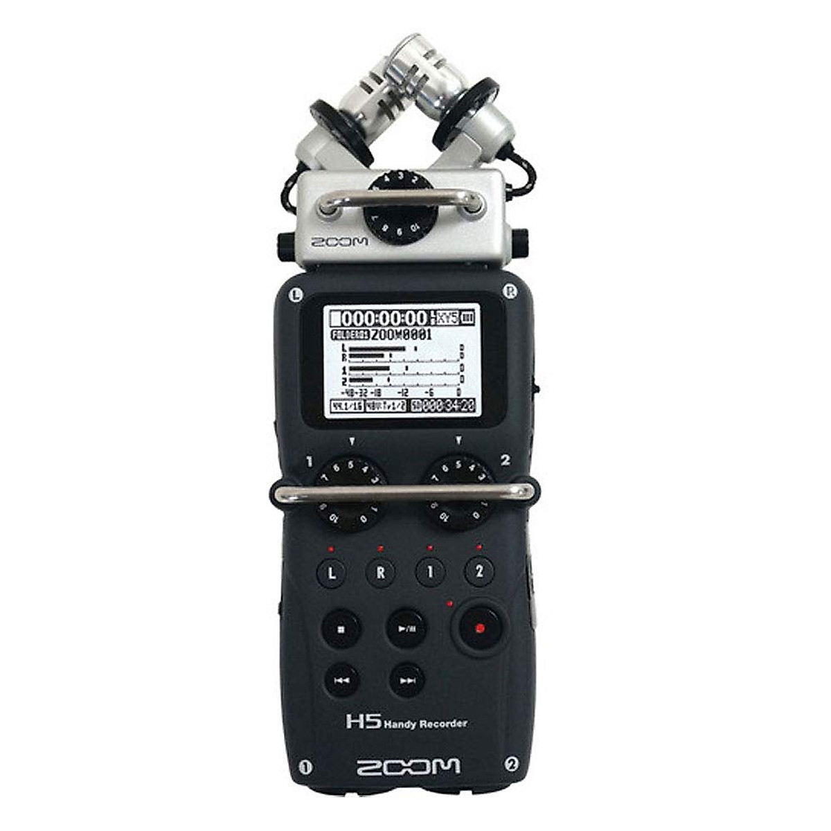 Zoom H5 4-Input / 4-Track Portable Handy Recorder with Interchangeable X/Y Mic Capsule + 32GB Memory Card + Lavalier Condenser Microphone + 4 AA Batteries & Charger + Tabletop Tripod/Handgrip