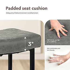 ALPHA HOME Bar Stools Backless Saddle Seat Barstools Modern PU Leather Cushion Counter Height Chairs Set of 2 for Kitchen Island, Dining Pub and Bistro, 24 Inches, Grey, 2PCS