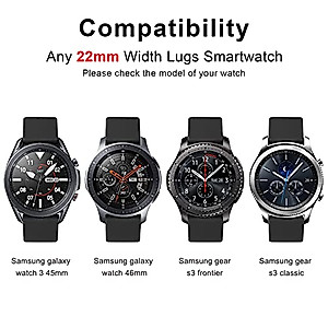 Meliya Band for Samsung Galaxy Watch 3 Bands 45mm Women Men, 22mm Adjustable Soft Silicone Sport Strap Replacement Band for Galaxy Watch 3 45mm (Black)