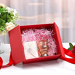 JOHOUSE Gift Box, 8 inches Large Red Gift Box with Lid for Thanksgiving Day, Christmas, Birthdays, Bridal Showers, Wedding Gifts