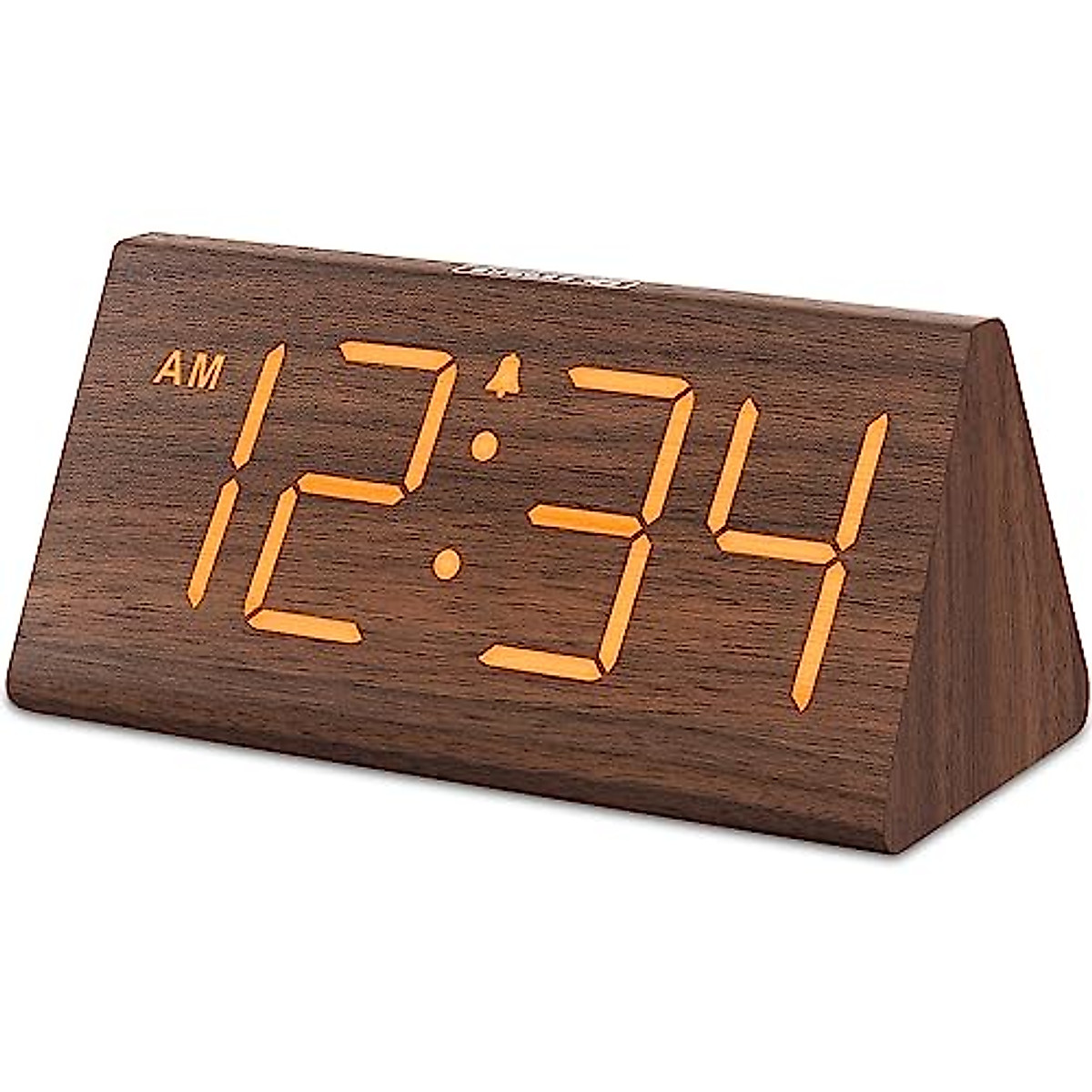 DreamSky Wooden Digital Alarm Clocks for Bedrooms - Electric Desk Clock with Large Numbers, USB Port, Battery Backup Alarm, Adjustable Volume, Dimmer, Snooze, DST, 12/24H, Wood Décor (Brown)