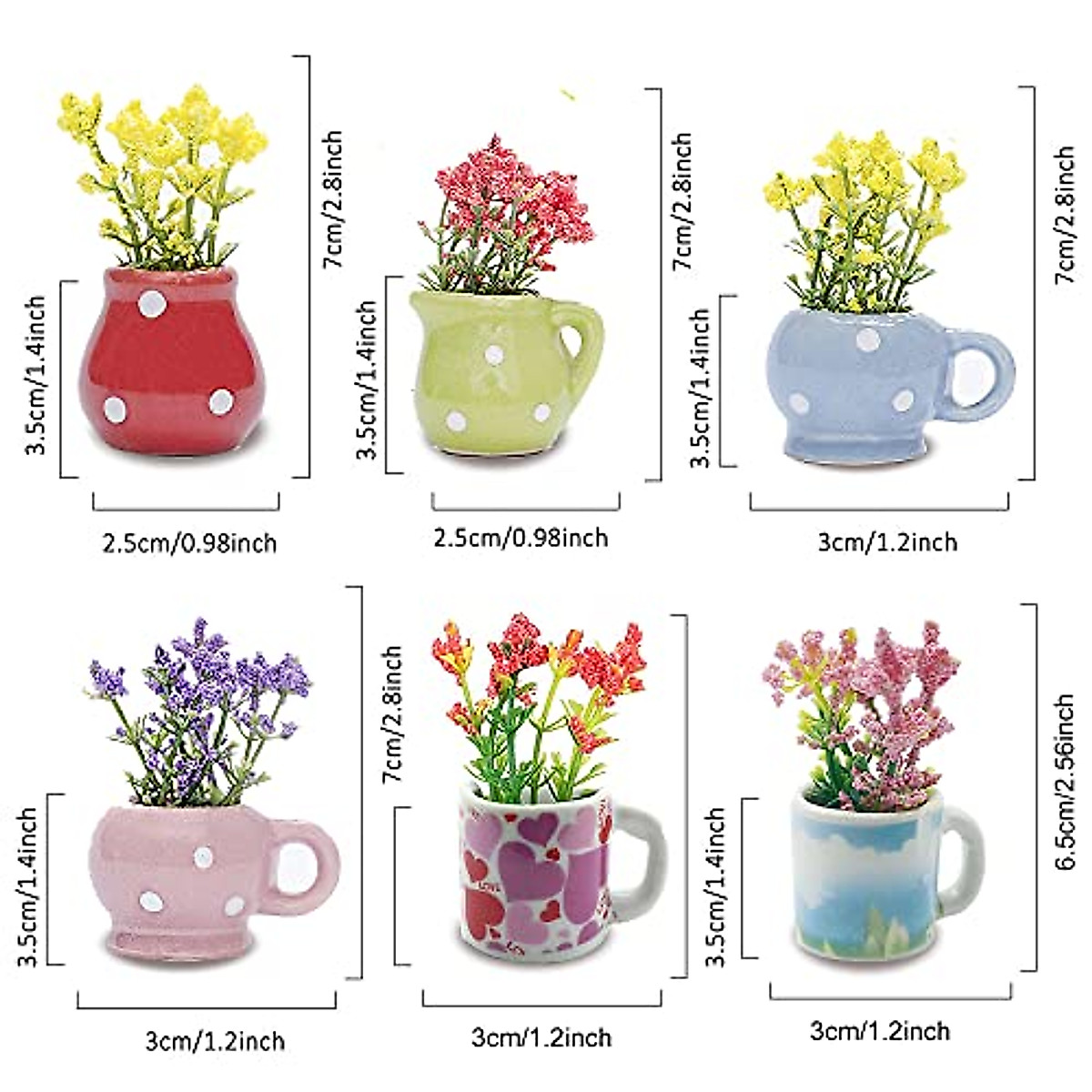Cute Plant Fridge Magnets Funny Mini Plant Magnets for Fridge, Simulation Ceramic Flower Vase 3D Refrigerator Magnet Set 6 Pack,Decoration for Kitchen,House,Office,Whiteboard