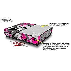 WraptorSkinz Decal Vinyl Skin Wrap Compatible with Xbox One S Console and Controllers - Girly Pink Bow Skull