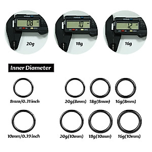 AROWRO 20G 8mm Surgical Steel Nose Hoop Ring Helix Daith Rook Conch Tragus Cartilage Earring Hinged Segment Ring Hoop Piercing Jewelry Septum Clicker