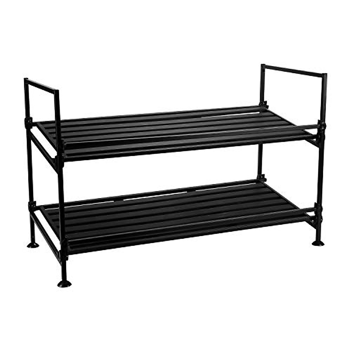 Organize It All 2 Tier Shoe Rack, Dimensions: 25.12 x 11.42 x 17.01, Stackable, Home Organization, Great for Closets, Bedroom, Freestanding, Easy Assembly, Espresso