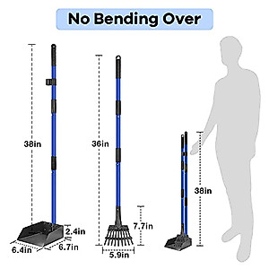 TOOGE Pooper Scooper for Large Medium Small Dogs Dog Pooper Scooper for Yard with Heavy Duty Metal Long Handle Rake and Tray for Pet Waste Pick Up