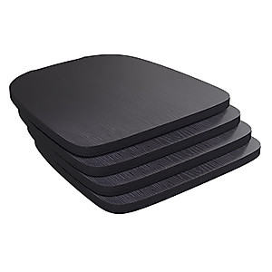 Flash Furniture Perry Set of 4 Poly Resin Wood Seat - Black Polystyrene - Rounded Edges for Comfort - For Colorful Metal Chairs and Stools - Indoor/Outdoor