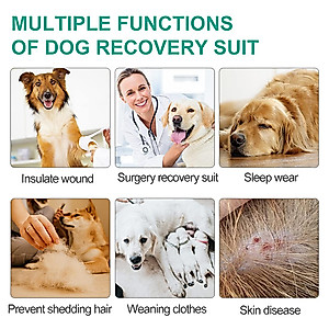 CAVSOIR Dog Recovery Suit E-Collar Alternative Pet Abdominal Wounds Protector Shirt Long Sleeve Dog Pajamas Anti Licking Prevent Shedding Hair Jumpsuits for Medium Large Dogs (M, Strip)