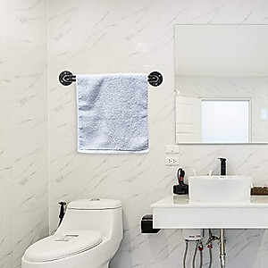 Industrial Pipe Towel Rack 14 inch Towel Bar, Wall Mounted Heavy Duty Matte Black Finish Bath Towel Holder for Kitchen Or Bath Hanging (1 Pack)