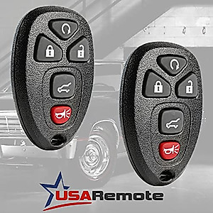 Key Fob Keyless Entry Remote with Ignition Key fits Chevy Suburban Tahoe Traverse/GMC Acadia Yukon/Cadillac Escalade SRX/Buick Enclave/Saturn Outlook, Set of 2