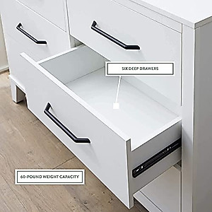 Edenbrook Bedroom-Six Drawer-Modern Design-Easy Assembly, White Dresser
