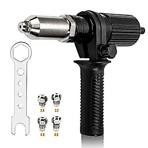 METAWELL Professional Portable Rivet Gun Adapter Kit with Electric Rivet Nut Gun Adaptor Insert Cordless Power Drill Tool Kit- 4 Pcs Different Matching,Drill Adapter with Handle and Wrench