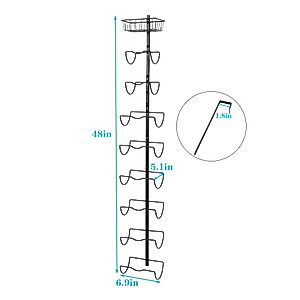 Towel Rack Wall Mount & Over Door Hanging Towel Holder with 9 Adjustable Compartments Rolled Towel Organizer for Bathroom Wine Rack, Black