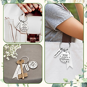 Huquary 48 Pcs Employee Appreciation Gifts Bulk Thank You Keychains for Coworkers with Organza Bags and Thank You Cards for Teams Staff Office Volunteers Appreciation Keychain(Silver)