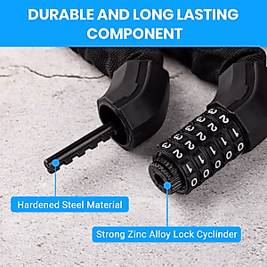 Favoto Bike Chain Lock, 5 Digit Combination Anti-Theft Bicycle Lock, Security Resettable Heavy Duty Hardened Steel, Ideal for Outdoor Motorcycle E-Bike Bikes Gate Fence Ladder Lawn Mower, 3.8 feet