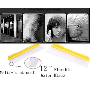 Forgrace 12 Inch Flexible Silicone Squeegee T-Bar Water Blade for Car or Home Glass Yellow Handle