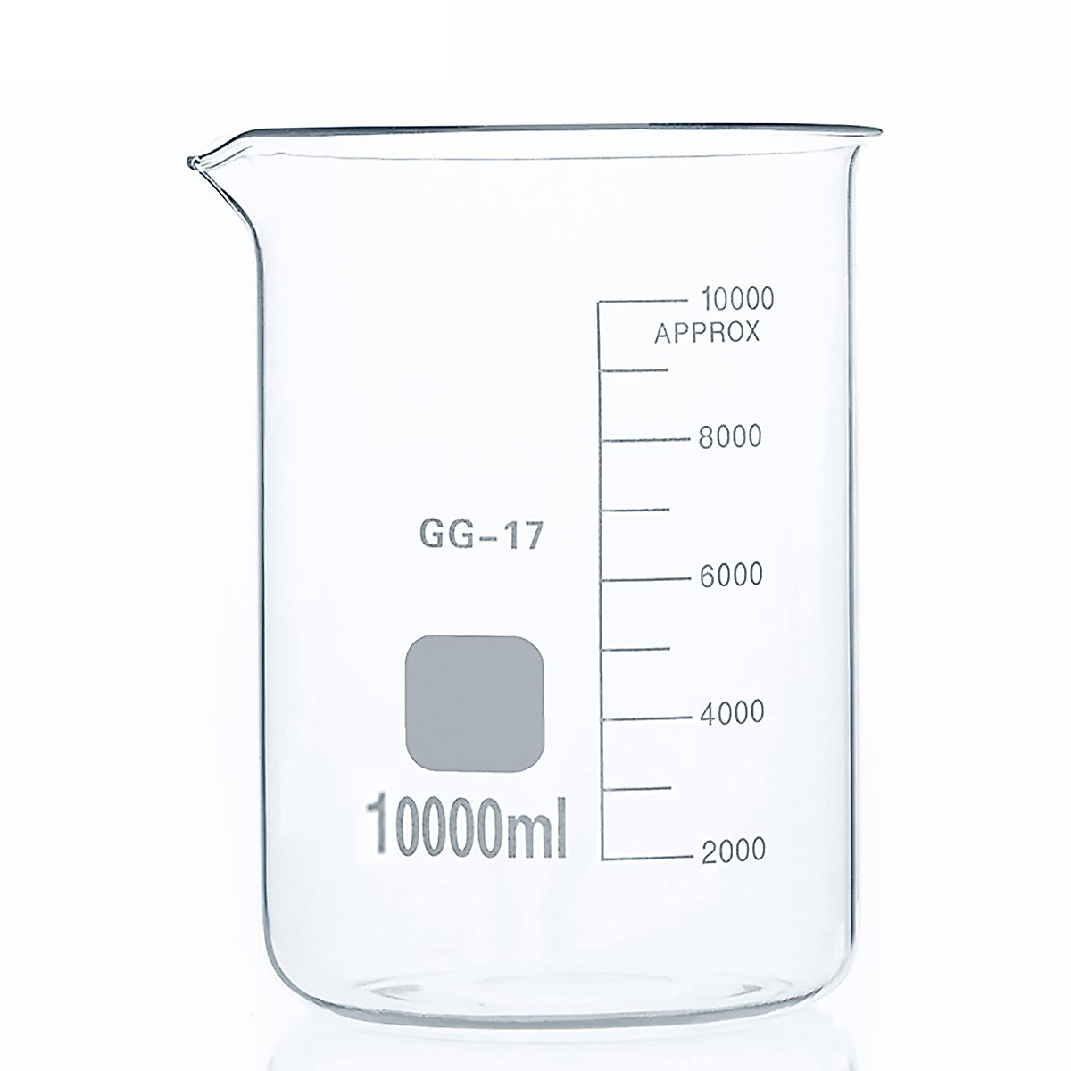 Large Capacity Glass Beaker, Borosilicate High Temperature Resistance Graduated Cup,lab School Chemistry Experiments Measure Mix Beaker with Pour Spout,10000ml,2pcs