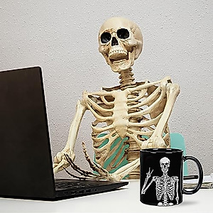 Whaline 2Pcs Halloween Mug Set 12oz Skeleton Holiday Coffee Mugs Halloween Ceramic Drinking Mugs for Home School Office Table Centerpieces Housewarming Gift