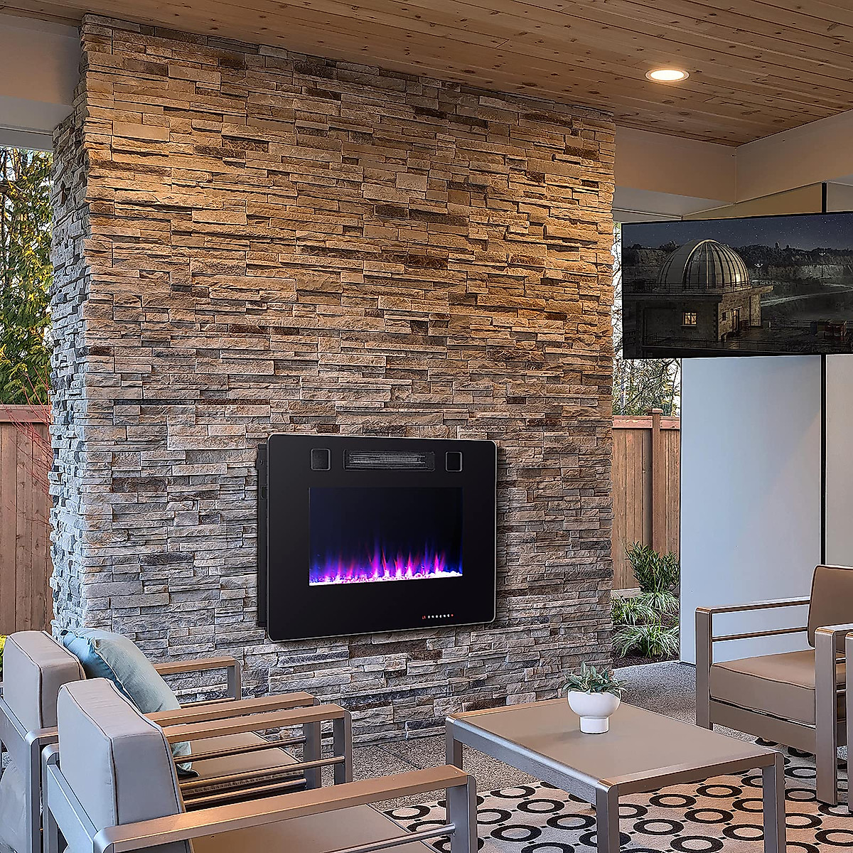 RELAX4LIFE 30" Recessed and Wall-Mounted Electric Fireplaces - Electric Fireplace Inserts with Remote Control, 1-8 Hours Timer, Touch Screen, 12 Adjustable Flames, 5 Speeds, 750/1500W Wall Fireplace