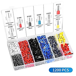 DIVANC Ferrule Crimping Tool Kit, Ferrule Crimper Plier with 1200pcs Wire Ferrules Kit Wire Ends Terminals, Self-adjustable Ratchet Wire Crimper for AWG 23–7 Electrical Wire Connectors（Blue）