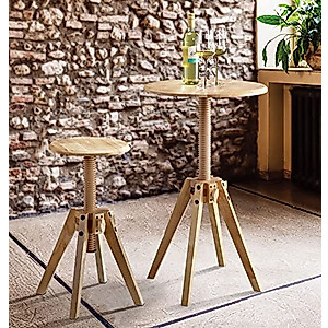 EVANIDEAS 22 inches Round Wood Cocktail Bar Table,Tall Bistro Pub Table,Adjustable 21.6''-37'' Height for Kitchen, Dining Room,Living Room,Easy Assembly,Wobble-Free,Natural.