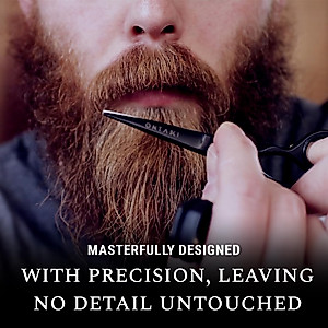 Ontaki 5.5" Beard & Hair Trimming Scissors - Professional Japanese Steel Hand-Forged Barber Shears for Mustache, Bangs, Men, Pets (Gold & Black) - Hair Scissors