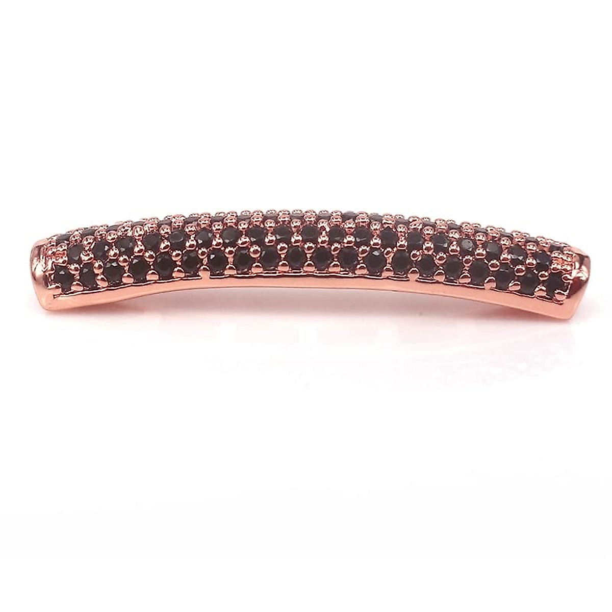 Davitu Fashion CZ Jewelry Findings Spacer Beads Curve Tubes Gold/Rose Gold/Silver/Black Color for Bracelet DIY Jewelry Making,28*4mm - (Color: Silver)