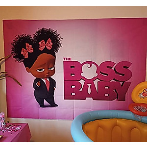 African American Baby Princess Backdrop for Birthday Party Supplies 5x3ft Hot Pink Background for Baby Shower Cartoon Black Girl Theme Party Wall Decor Vinyl Gender Reveal Baby Shower Background