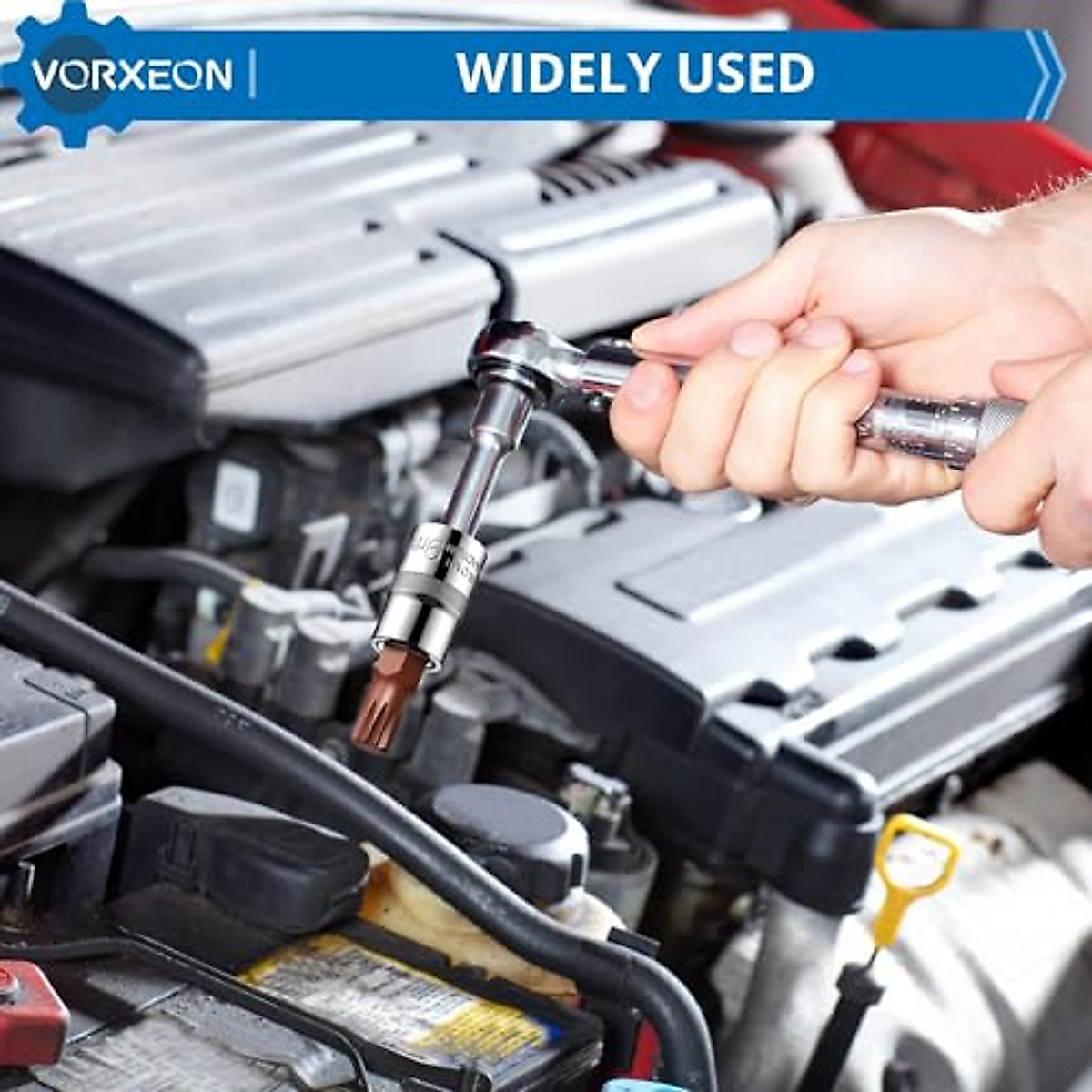 VORXEON 10 Pcs Triple Square Spline Bit Socket Set M4 - M18, S2 Alloy Steel and CR-V XZN Sockets with Storage Case, 1/4” 3/8” 1/2” Drive