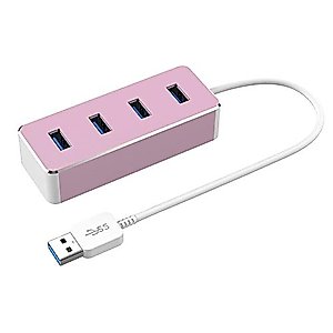 Lysee Data Cables - 4-Port USB Hub Splitter High Speed Transmission GNS-S01 Four Aluminum Alloy 3.0 USB Hub - (Color: Rose Gold)