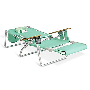 Ostrich Deluxe Padded 3 N 1 Lightweight Portable Adjustable Outdoor Folding Reclining Chair for Lawn Beach Lake Camping Lounge with Footrest, Teal