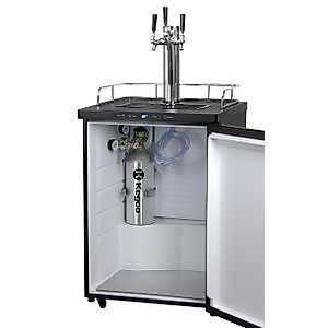 Kegco KOM30X-3 Keg Dispenser, 3-Faucet, Black Stainless Steel