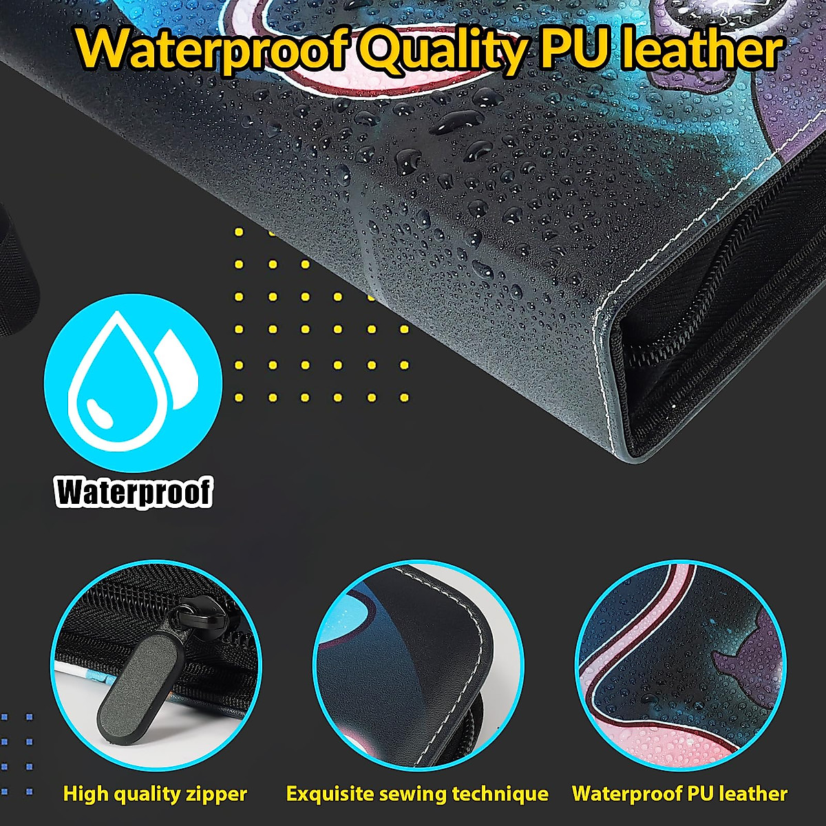 YINRTELM Card Binder for Pokemon Cards, 520 Pockets with 65 Removable Sleeves, Card Holder 4-Pocket for Pokemon TCG, CCG, MTG Cards etc, Card Collector Zipper Album Book for Kids Gift