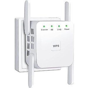 WiFi Extender, 5G 1200Mbps Dual Band WiFi Extenders Signal Booster for Home, Device Servers WiFi Booster Covers Up to 7000 Sq.ft and 20 Devices, 1200Mbps Wireless Signal Repeater with Ethernet (White)