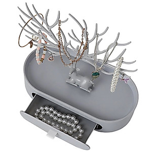 Deer Antler Jewelry Organizer & Holder - The Perfect Ideal Simple Solution Tray and Drawer for Storage and Organization of Necklaces, Rings, Bracelets, Watches & Earrings.