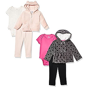 Carter's baby girls 2-pack 3-piece Set Cardigan Sweater, Pink Ears/Black Dots, Newborn US