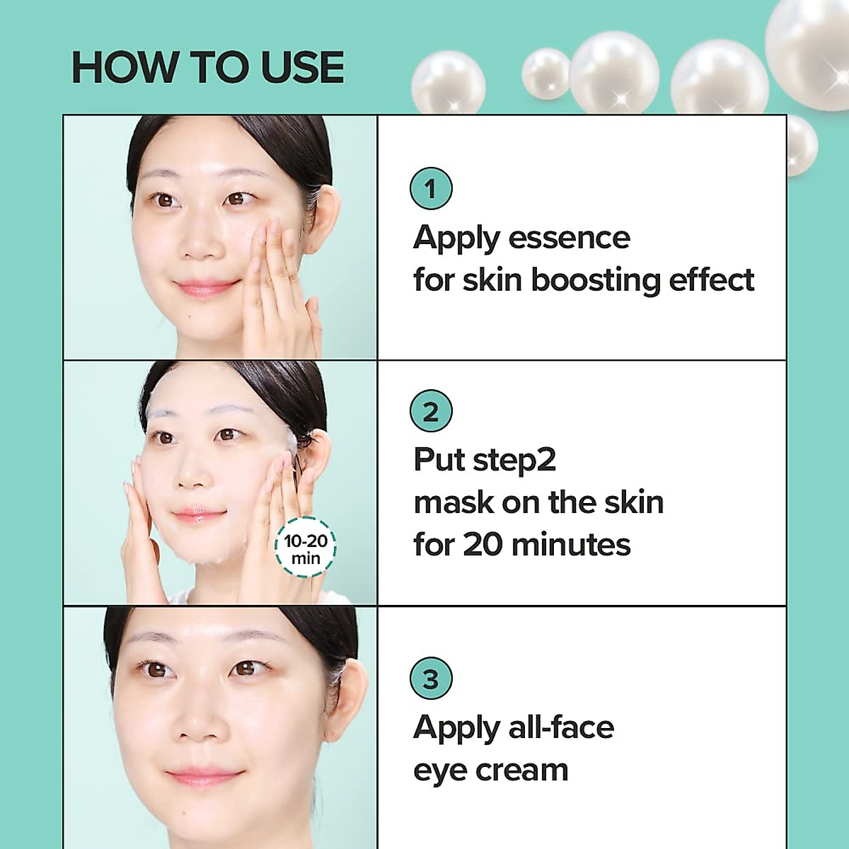 JMsolution Marine Luminous Pearl Deep Moisture 3 Step Skin Care Facial Mask - Korean Skincare - boosting Brightening Moisturizing-10 Sheets for Dry Skin