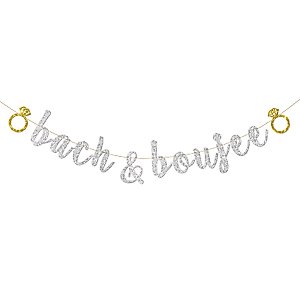 INNORU Bach & Boujee Banner, Bridal Shower, Engagement Party Decorations, Boujee Bride Banner, Wedding Bachelorette Party Decorations, Silver Glitter