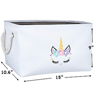 APPLE PIE ORDER Storage Basket with Embroidery, Foldable Animal Toy Storage Bins/ Cube/ Box/ Organizer for Kids, Boys and Girls room, Baby & Nursery.