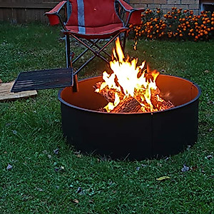Sunnydaze 36-Inch Heavy-Duty 2mm Thick Steel Wood-Burning Fire Ring with Cooking Grate and Fire Poker
